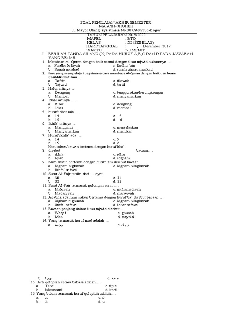 Soal Bta KLS 8 | PDF