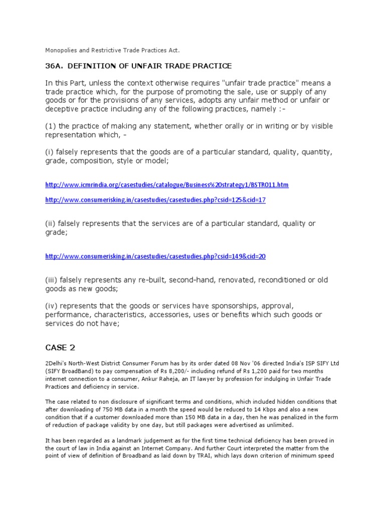 Unfair Trade Practices Notes | PDF | Prices | Goods