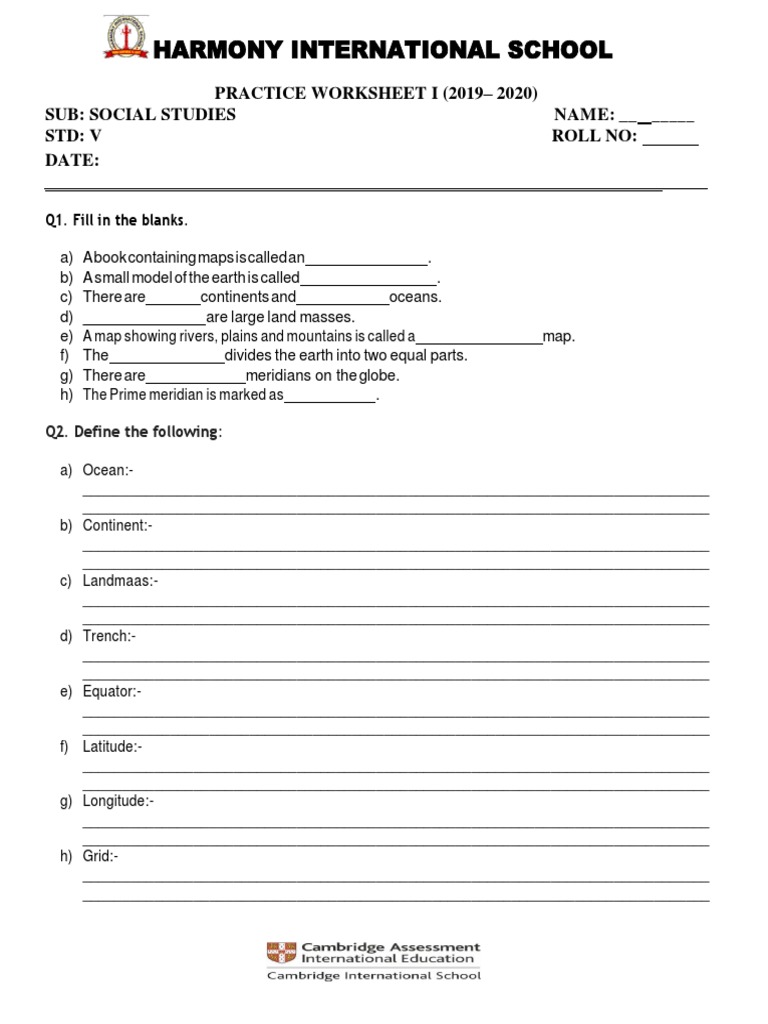 SST PRACTICE WORKSHEET-Grade 5 | PDF | Equator | Infographics