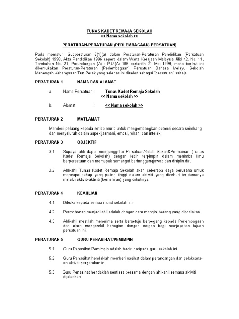 Perlembagaan TKRS | PDF