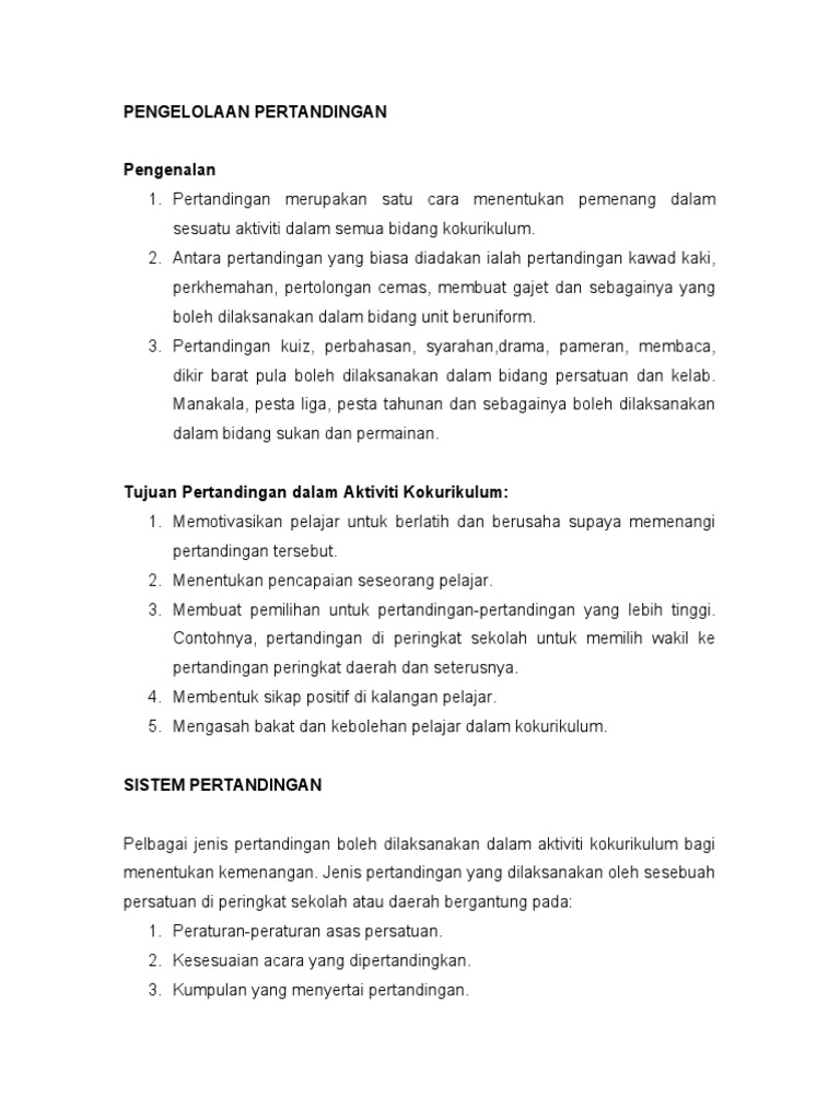 PENGELOLAAN PERTANDINGAN - Group | PDF