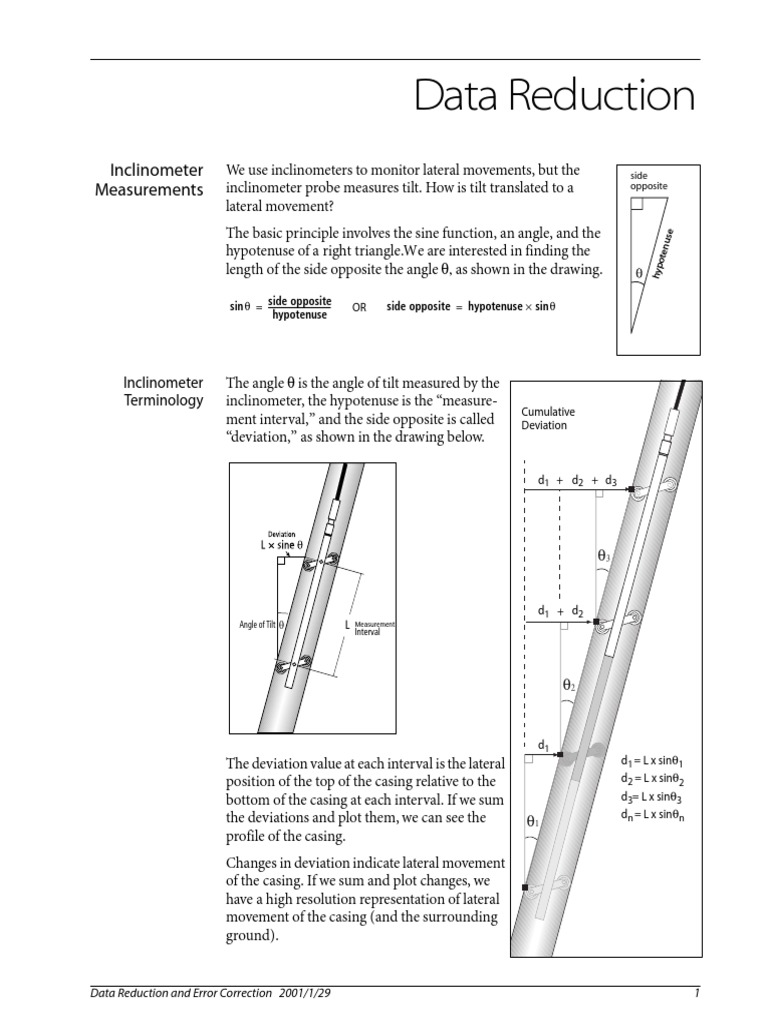 Data Reduction: Inclinometer Measurements | PDF | Sine | Angle