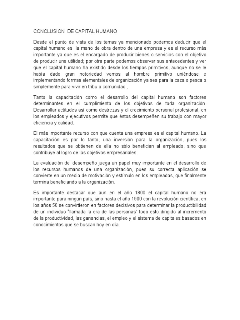 Conclusion de Capital Humano | PDF