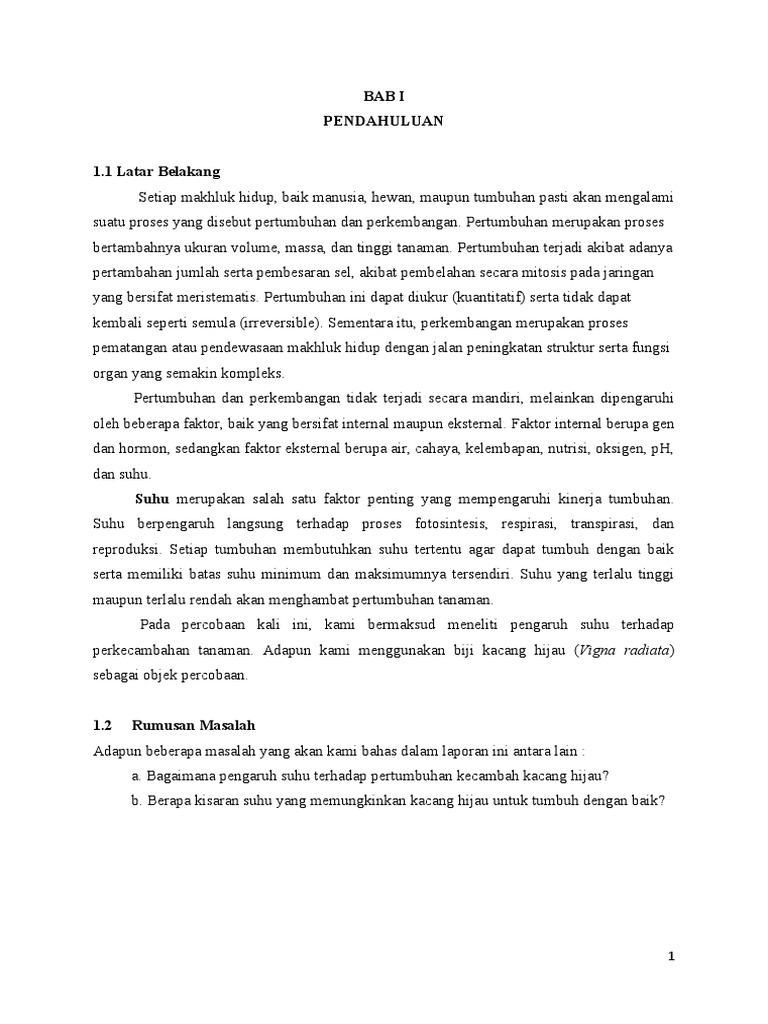 Pengaruh Suhu Terhadap Kecambah Kacang Hijau | PDF | Kesehatan Holistik