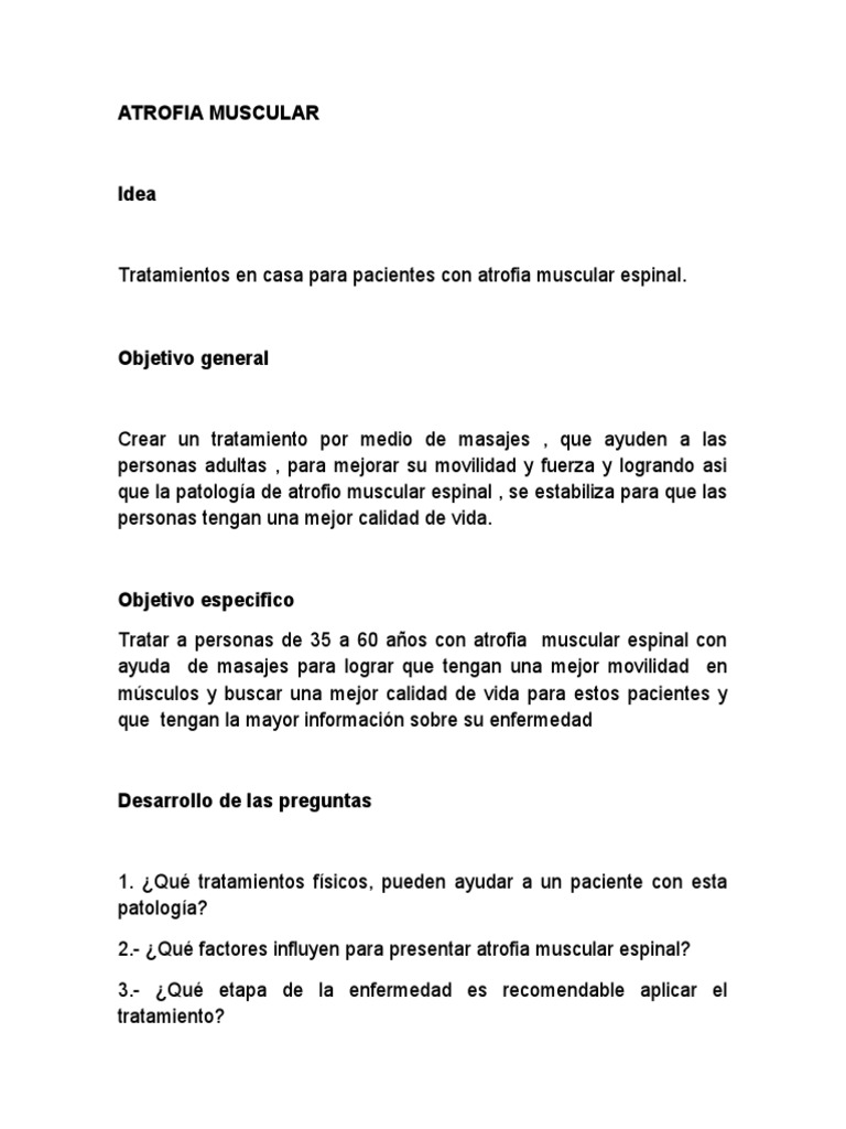 Tratamientos en casa para atrofia muscular | PDF | Mutación | Masaje