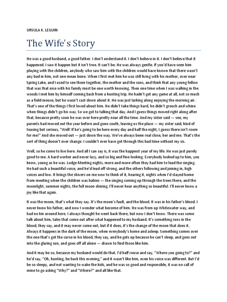 The Wife's Story: A Werewolf Tale | PDF | Poetry | General Fiction