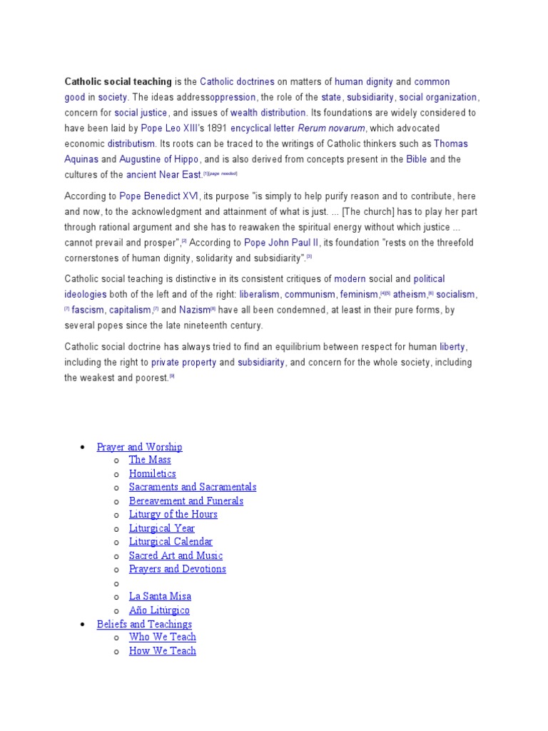 Catholic Social Teaching | PDF | Catholic Social Teaching | Catholic Church