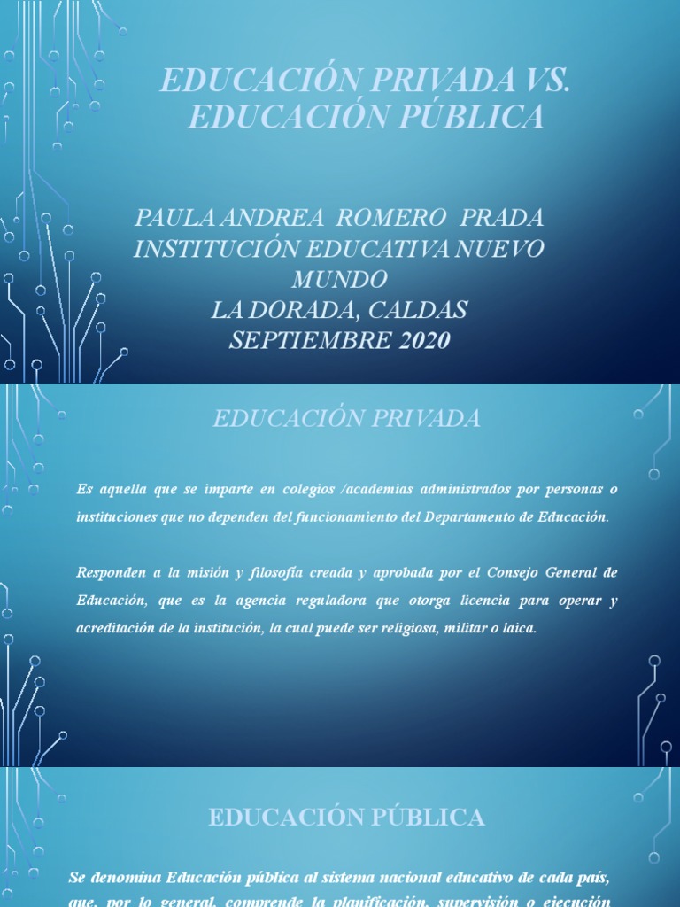 Educación Privada Vs Pública Paula Pdf Educación De La Primera