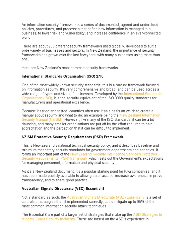 An Information Security Framework Is A Series of Documented | PDF ...