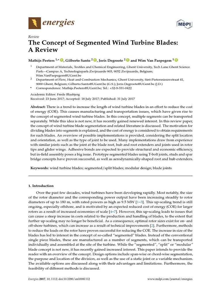Segmented Wind Turbine Blade Review | PDF | Wind Turbine | Mechanical ...