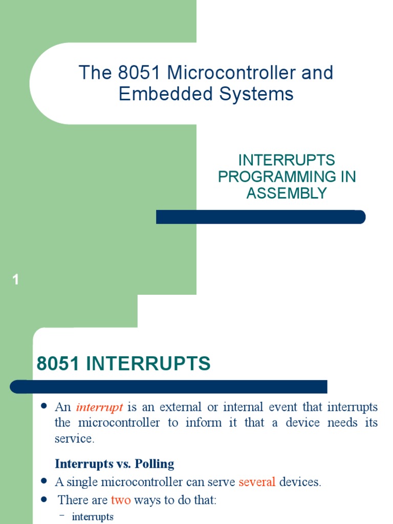 The 8051 Microcontroller and Embedded Systems: Interrupts Programming in Assembly | PDF ...