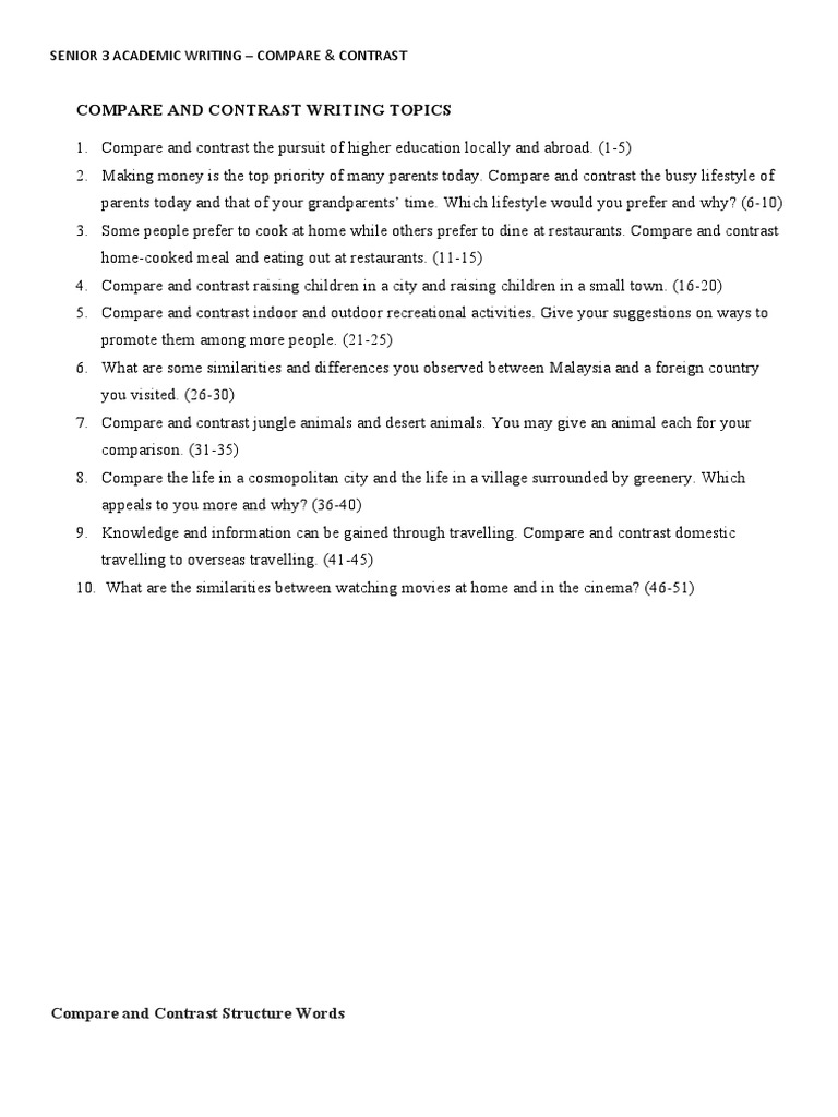 Compare and Contrast Writing | PDF | Restaurants | Text Messaging