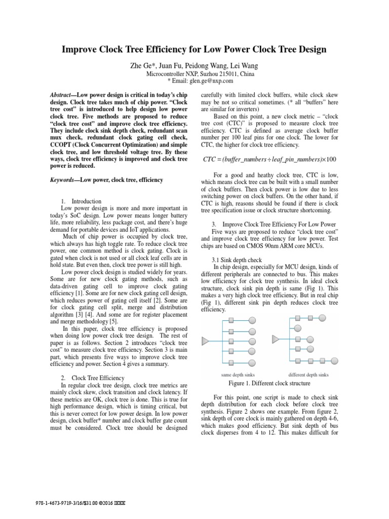 Improve Clock Tree Efficiency For Low Power Clock Tree Design | PDF ...