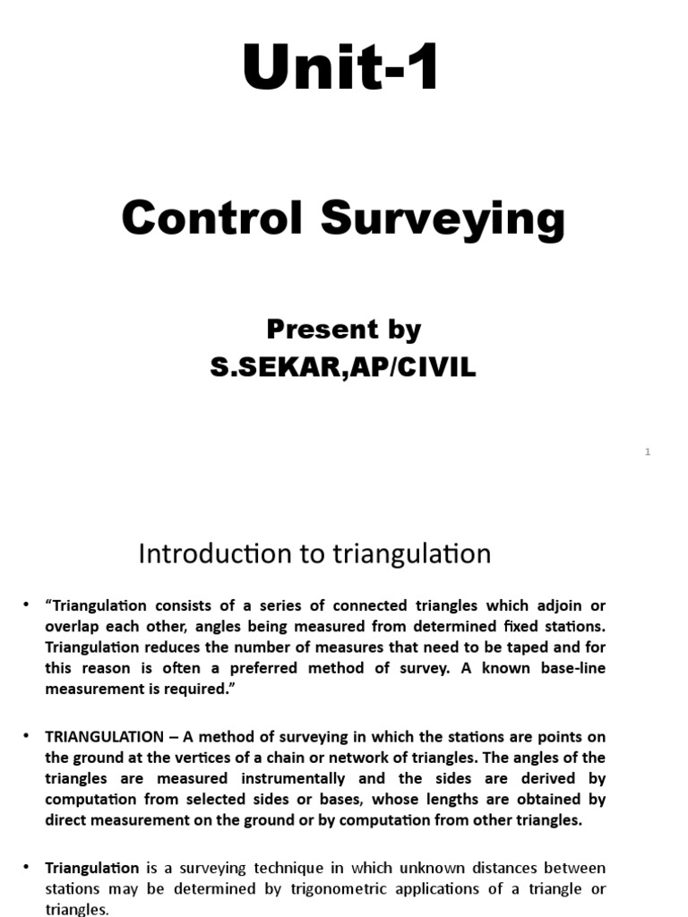Unit-1: Control Surveying | PDF | Surveying | Triangle