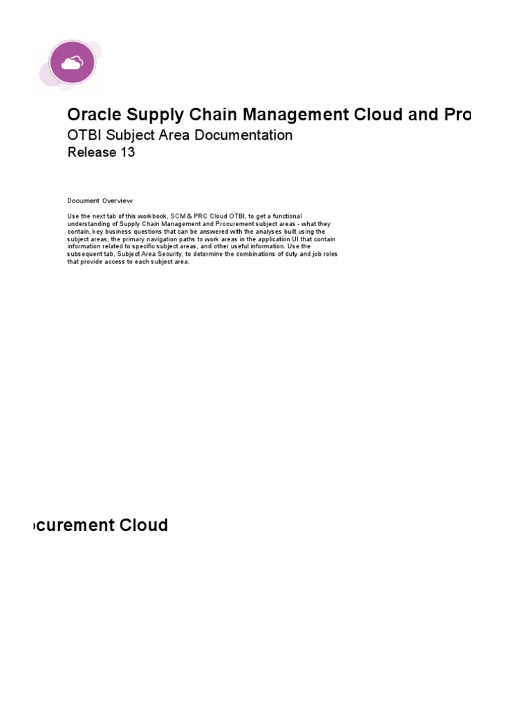 Oracle Supply Chain Management Cloud and Procurement Cloud: OTBI ...