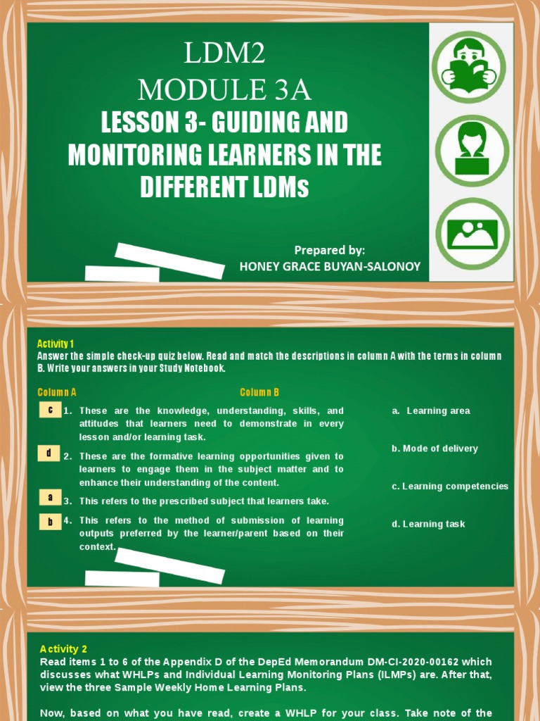 Ldm2 Module 3A: Lesson 3-Guiding and Monitoring Learners in The ...