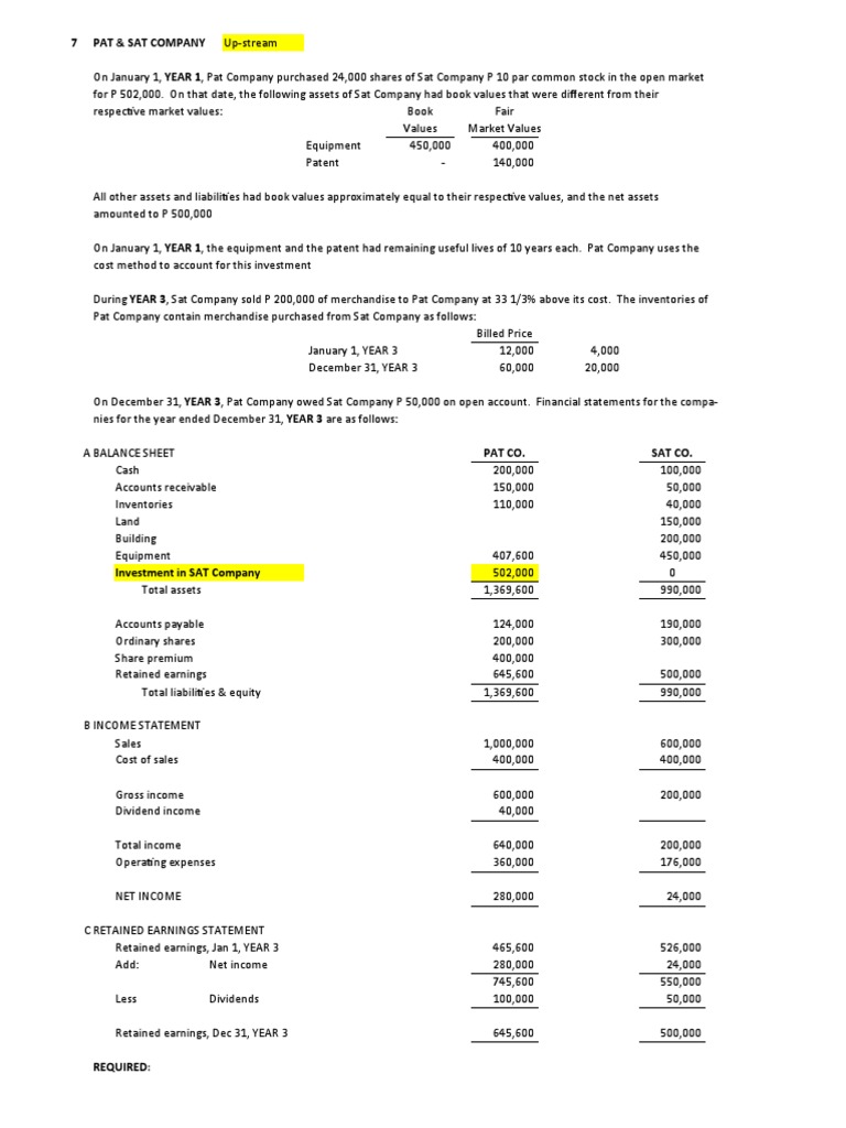 6 - Pat & Sat Co. - PALACIO | PDF | Book Value | Retained Earnings