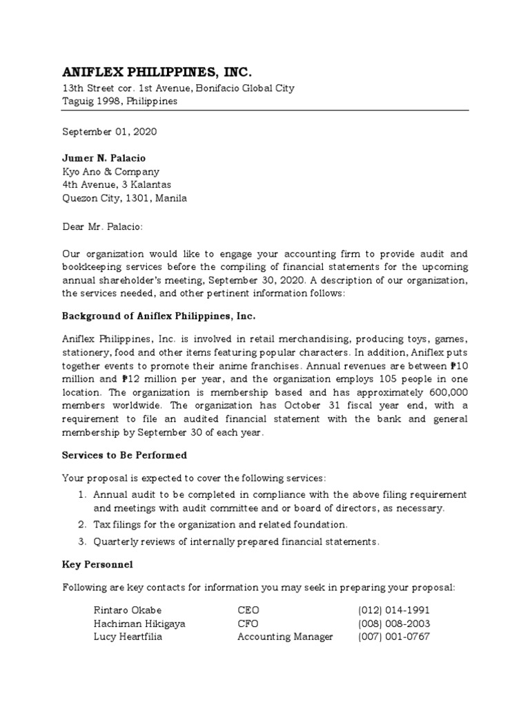 A. Engagement Letter From Client To CPA - PALACIO | PDF | Audit ...