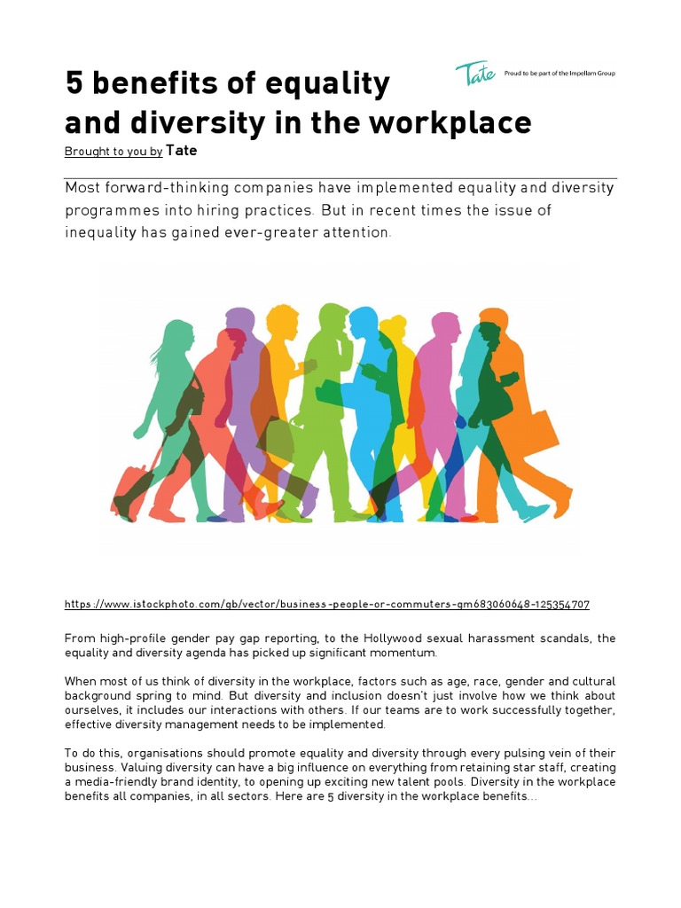 5 Benefits of Equality and Diversity in The Workplace | PDF | Diversity ...