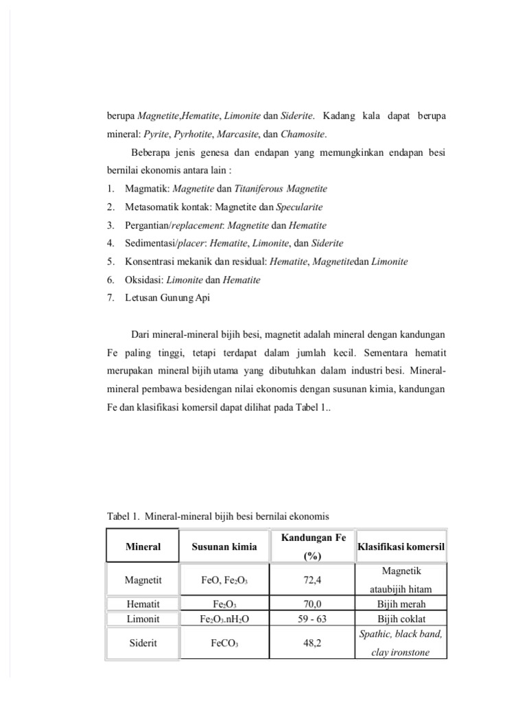 Klas Mineral Bijih Besi | PDF