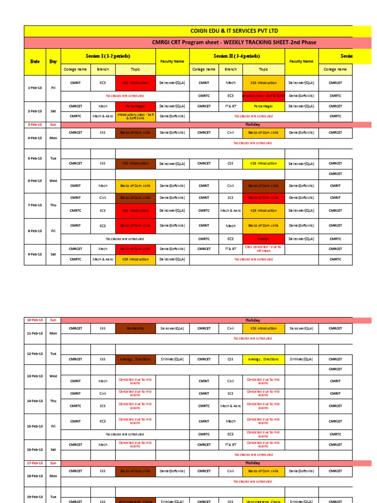 CMR Session Tracking Sheet-Feb | PDF