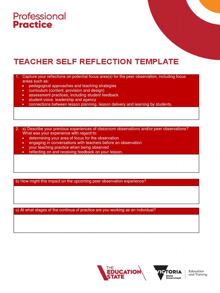 Practical Resources For Teachers Teacher Self Reflection | PDF