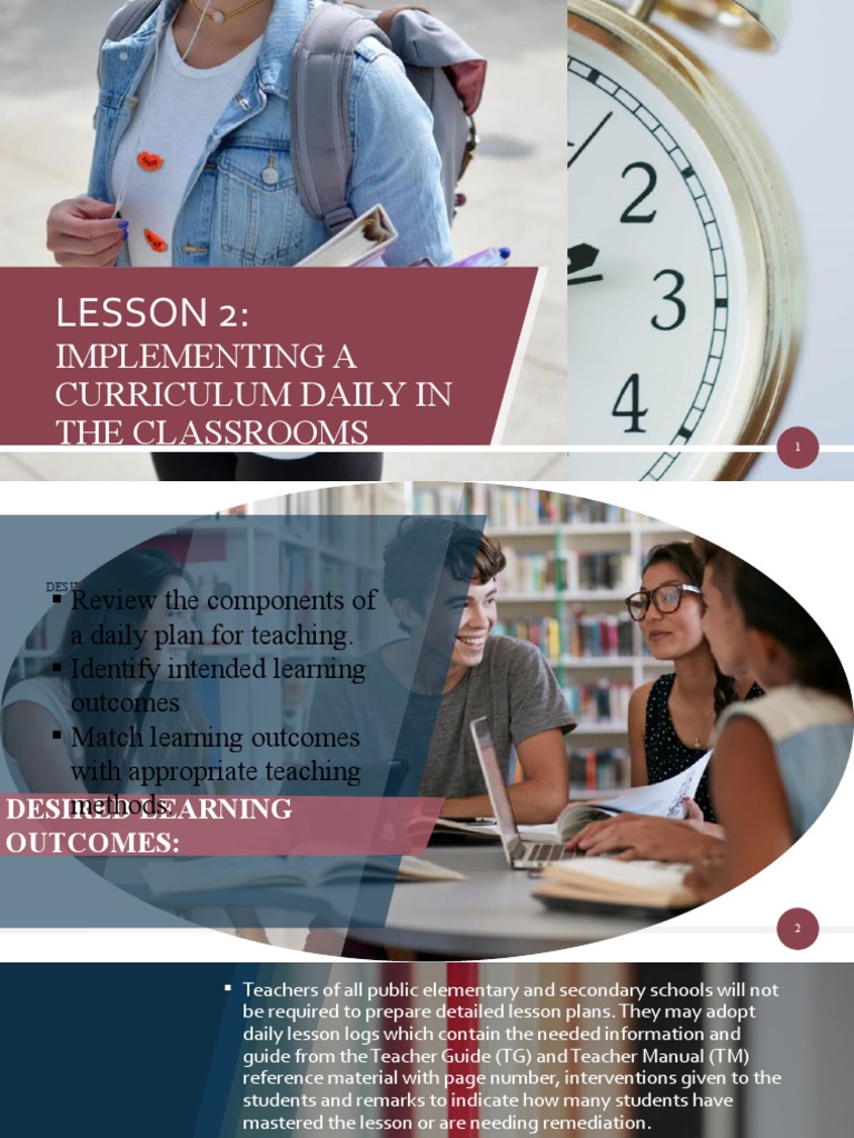 Lesson 2:: Implementing A Curriculum Daily in The Classrooms | PDF ...