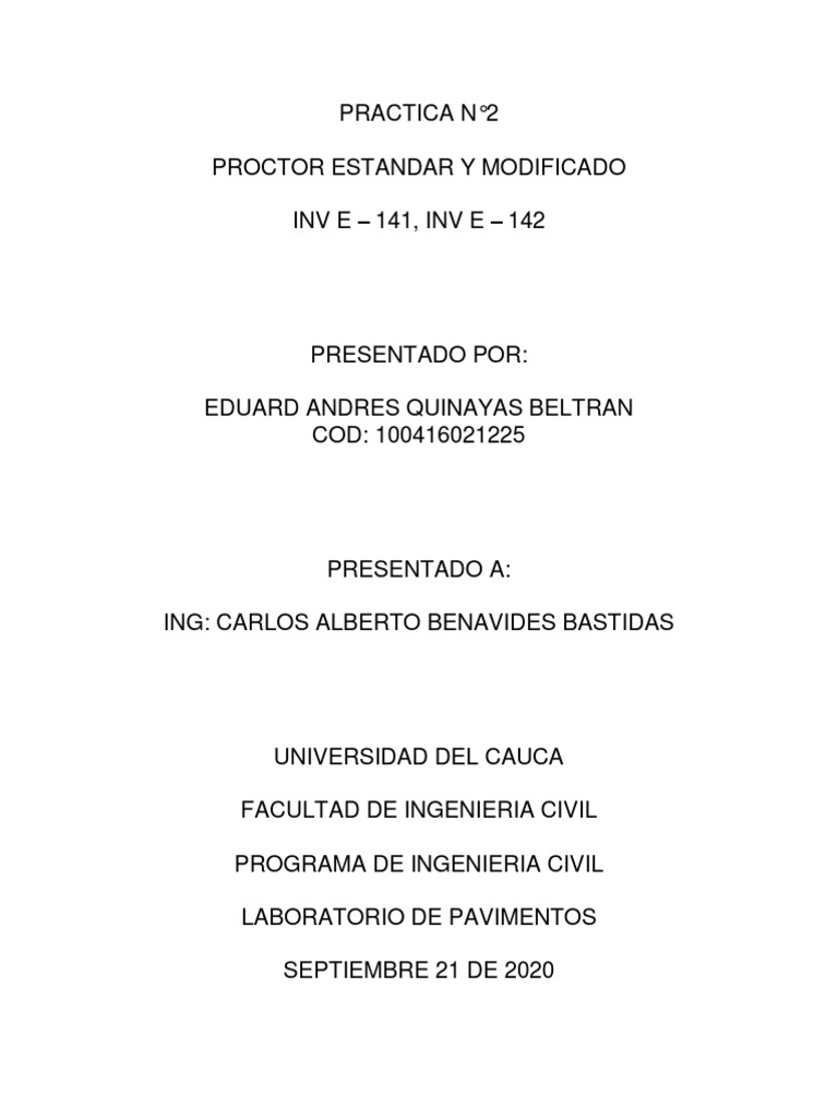 Ensayo de Proctor Estandar y Modificado | PDF | Humedad | Densidad