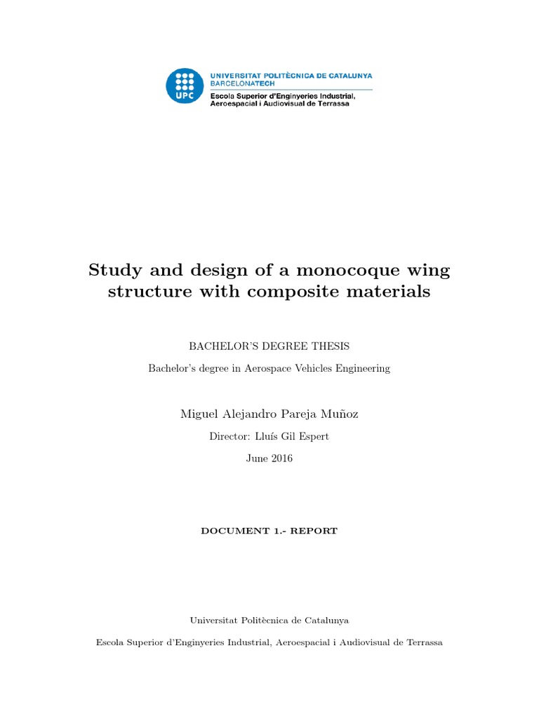 Study and Design of A Monocoque Wing Structure With Composite Materials - Bachelor Degree Thesis ...