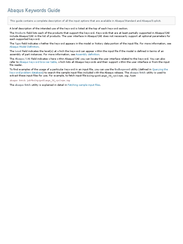 Abaqus Keywords Guide - MIT | PDF