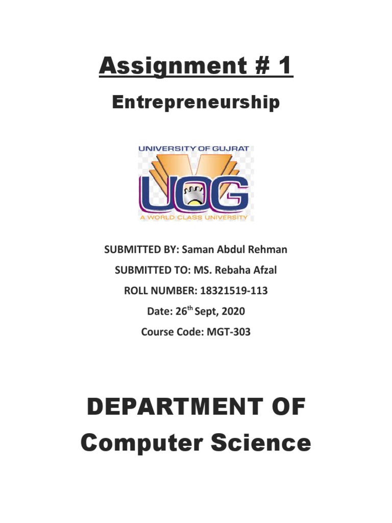 Assignment # 1: Entrepreneurship | PDF | Entrepreneurship | Innovation