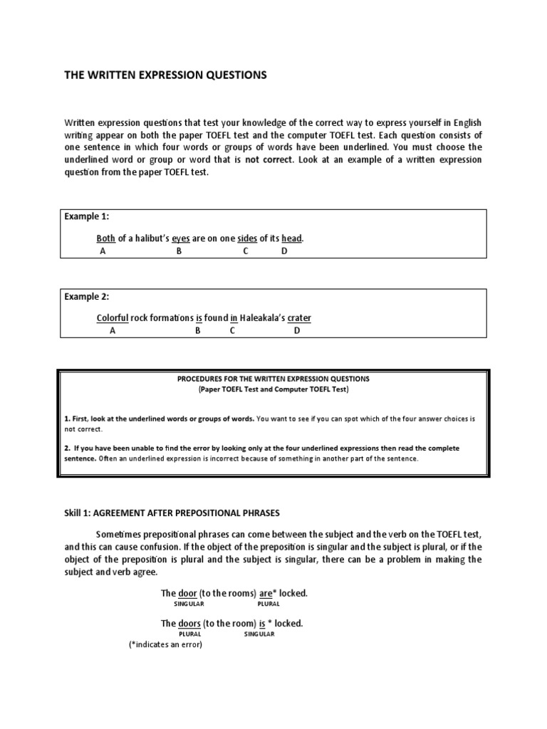 Meet2 - THE WRITTEN EXPRESSION QUESTIONS | PDF | Grammatical Number ...