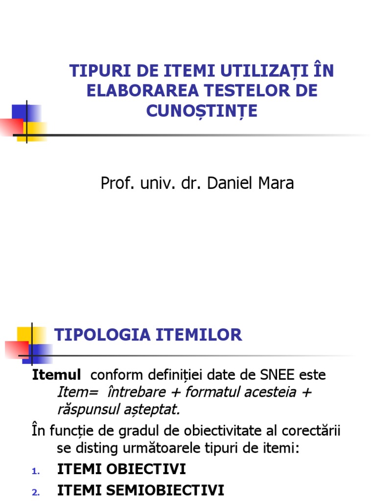 4 - 2 - Tipuri de Itemi | PDF