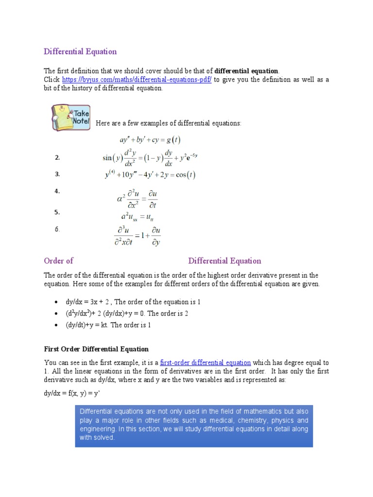 Differential Equation, Its Basic Concepts | PDF | Differential ...
