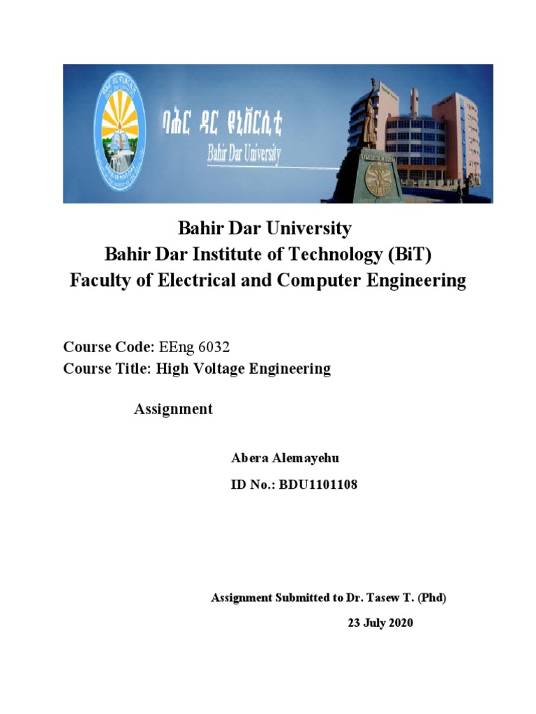 Bahir Dar University Bahir Dar Institute of Technology (Bit) Faculty of Electrical and Computer ...