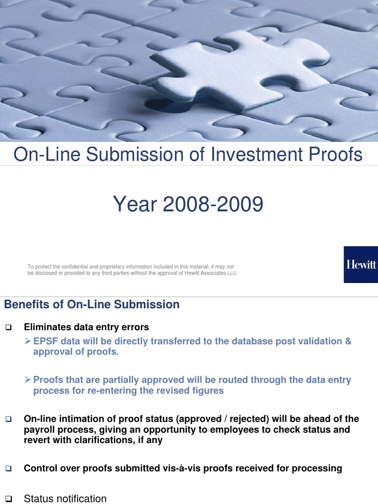On-Line Submission of Investment Proofs: Year 2008-2009 | PDF ...