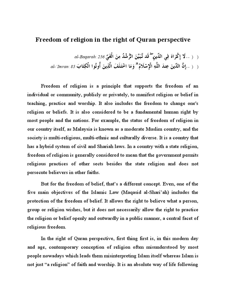 Freedom of Religion in Islam | PDF | Freedom Of Religion | Quran
