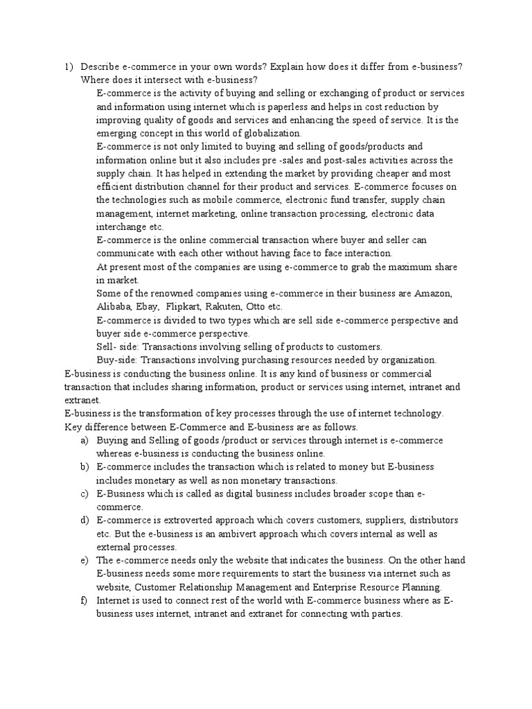 Revised E-Commerce Assignment 1 | PDF | E Commerce | Electronic Business