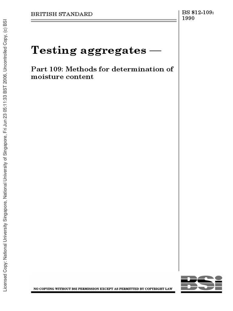 BS 812-109 1990 (Moisture Content) | PDF | Construction Aggregate ...
