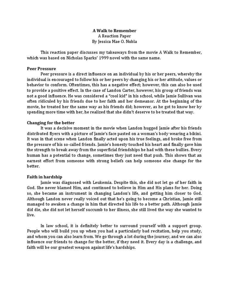 A Walk to Remember: How Peer Pressure, Faith, and True Friendship Can ...