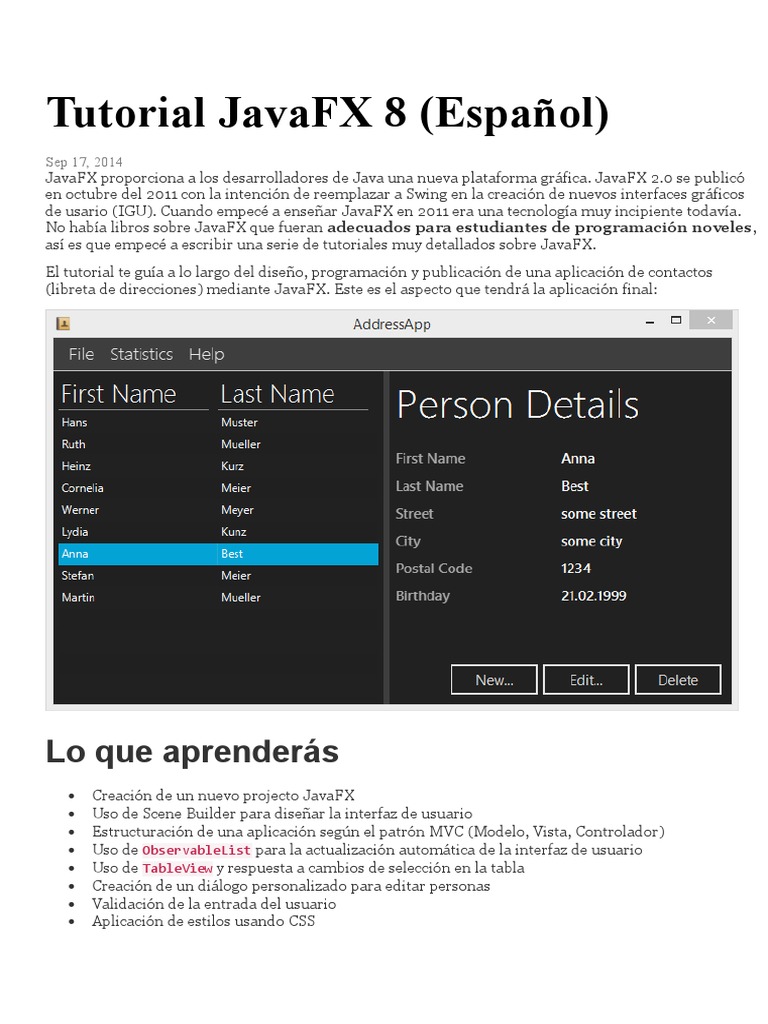 4-Tutorial JavaFX Aplicación Con Tablas URL | PDF | Java (lenguaje de ...