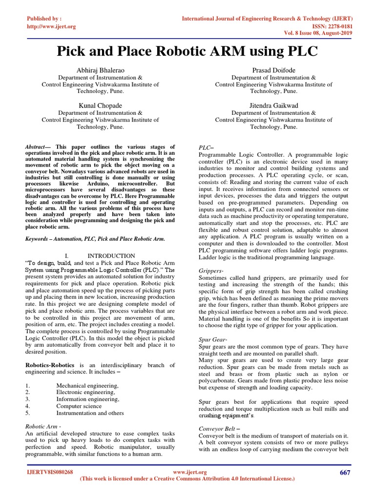 PLC-Controlled Pick and Place Arm | PDF | Programmable Logic Controller ...