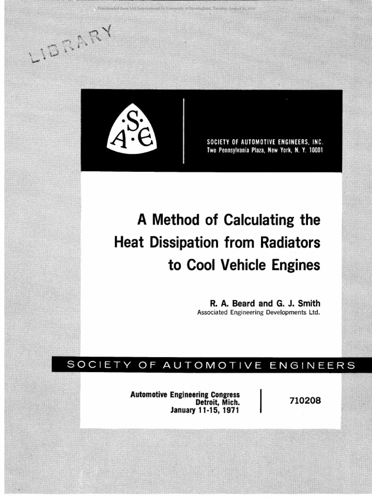A Method of Calculating The Heat Dissipation From Radiators To Cool ...