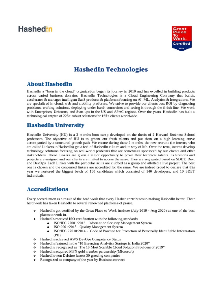 HashedIn Technologies Overview | PDF | Cloud Computing | Computing