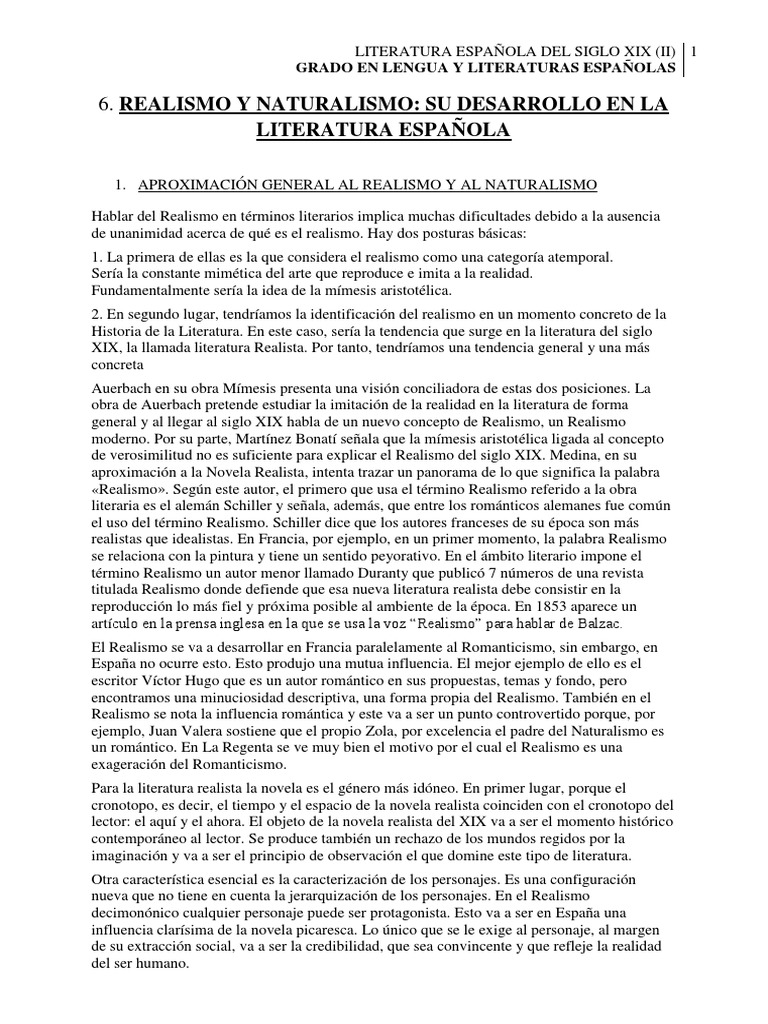 Realismo y Naturalismo en España | PDF | Realismo literario | Novelas