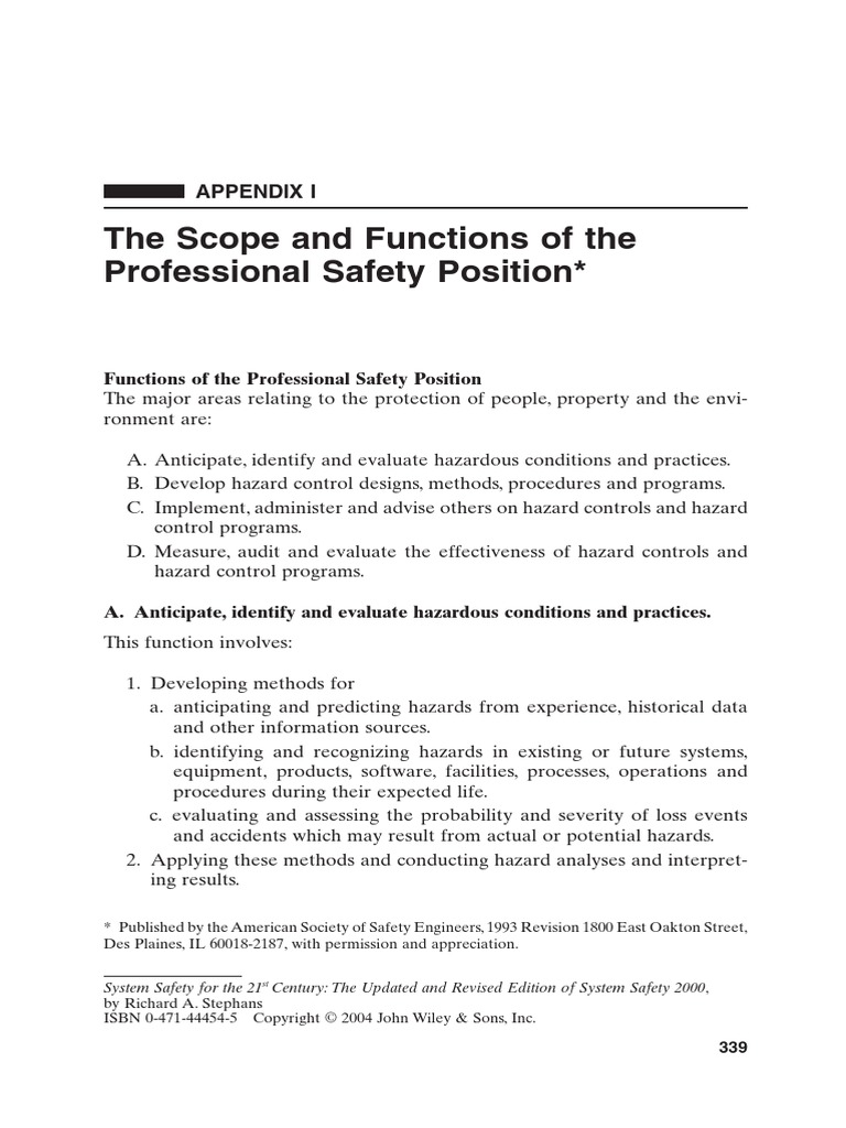 The Scope and Functions of The Professional Safety Position PDF | PDF ...