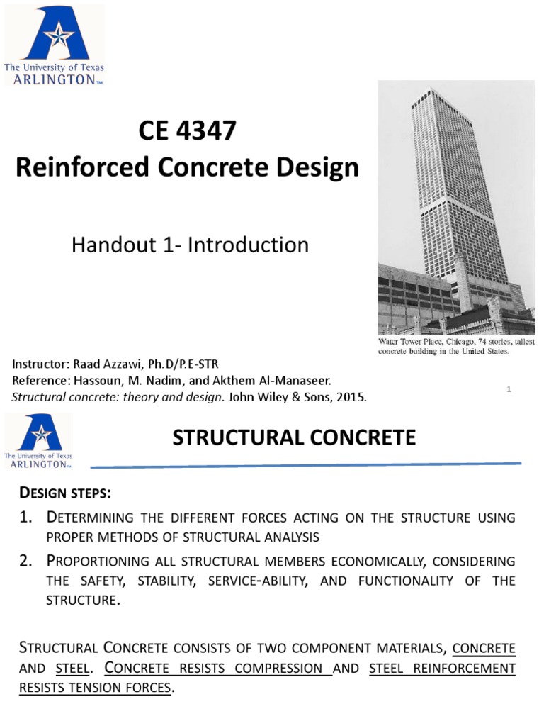 CE 4347 Reinforced Concrete Design: Handout 1-Introduction | PDF ...