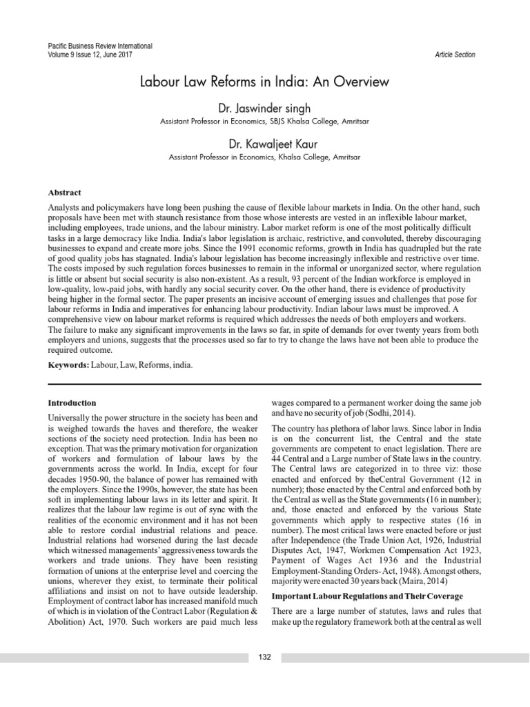 Labour Law Reforms in India PDF | PDF | Labour Law | Trade Union