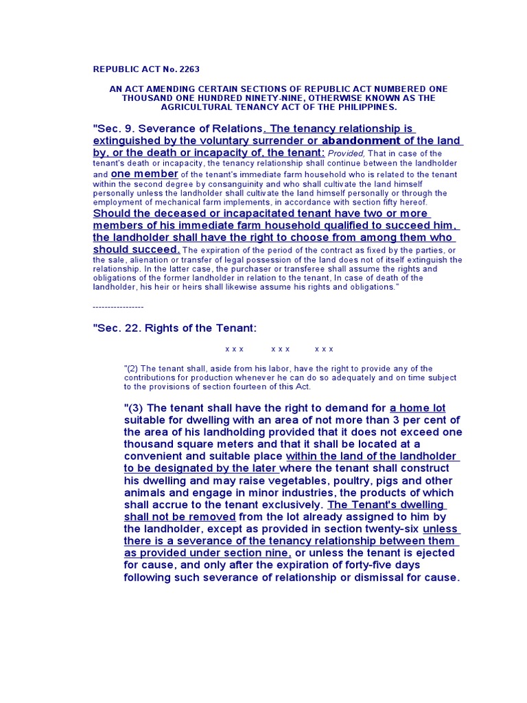 Agricultural Tenancy Act | PDF | Leasehold Estate | Farms