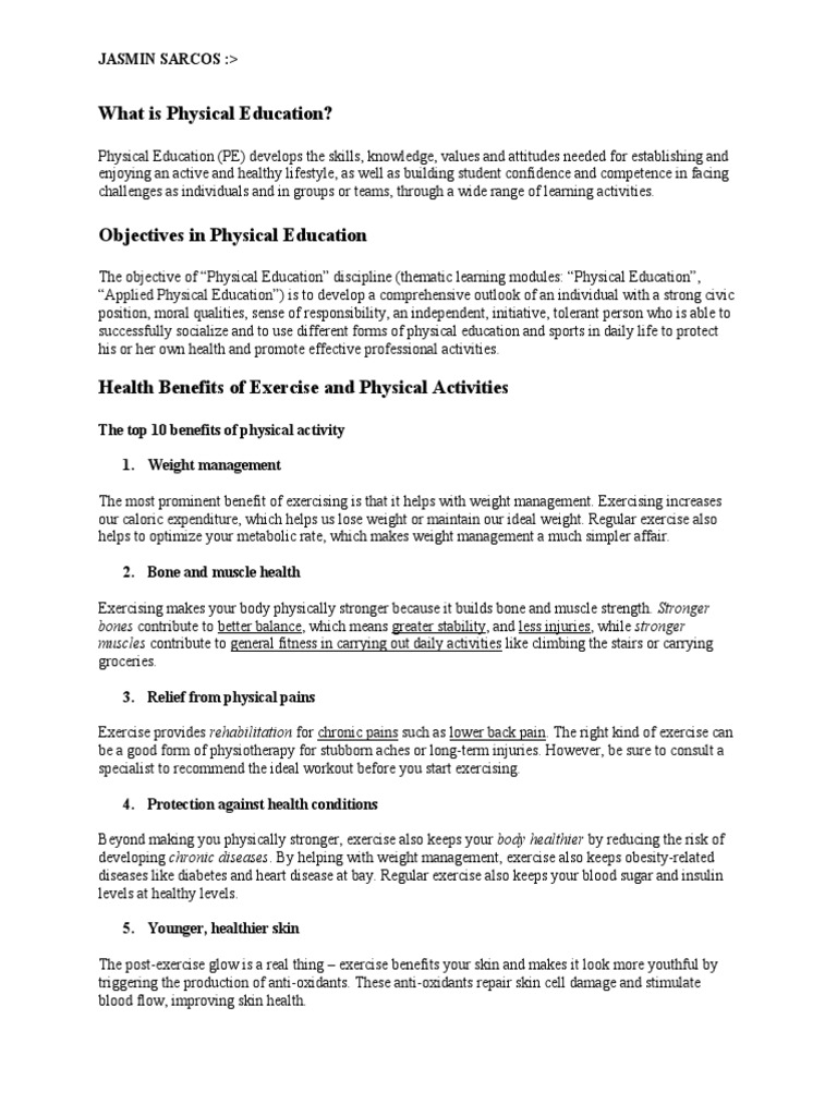 Physical Education Topic | PDF | Heart Rate | Physical Fitness